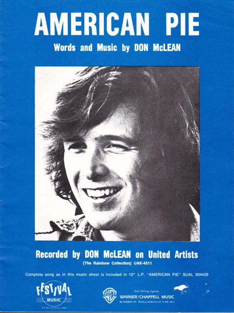 AMERICAN PIE - Don McLean SHEET MUSIC SirH70 $14.95 - PicClick AU