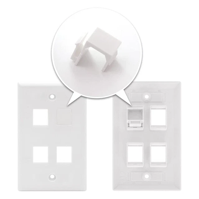 30-PACK BLANK Jack Inserts for Wall Plate and Patch Panel - White ...