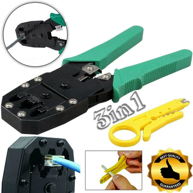 RJ45 CRIMPING TOOL Cat5e Cat6 Cat7 Network Ethernet Cable Crimp Cutter ...