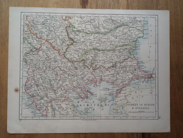 1893 W & A.K. Johnston map of Turkey with Romania on reverse £2.99 ...