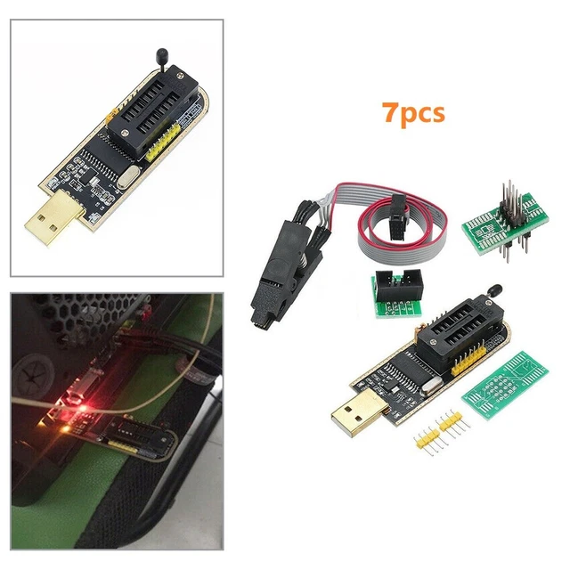 CH341A 24 SERIES EEPROM Flasher USB BIOS Programmer Mit SOIC8 Clip On ...