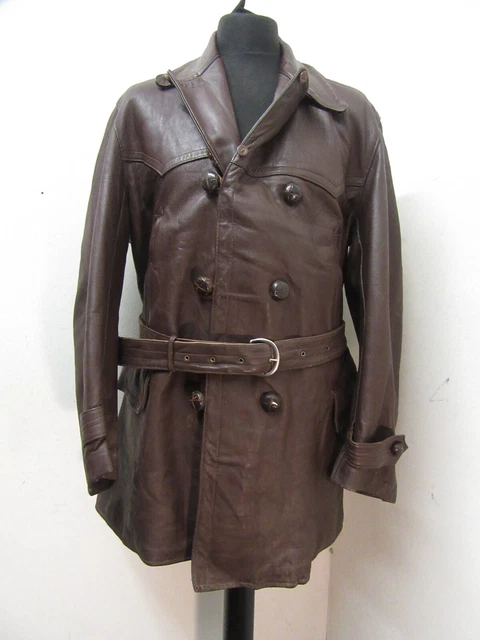 VINTAGE WW2 LEATHER Motorcycle Barnstormer Jacket Size L, Wool Lined £ ...