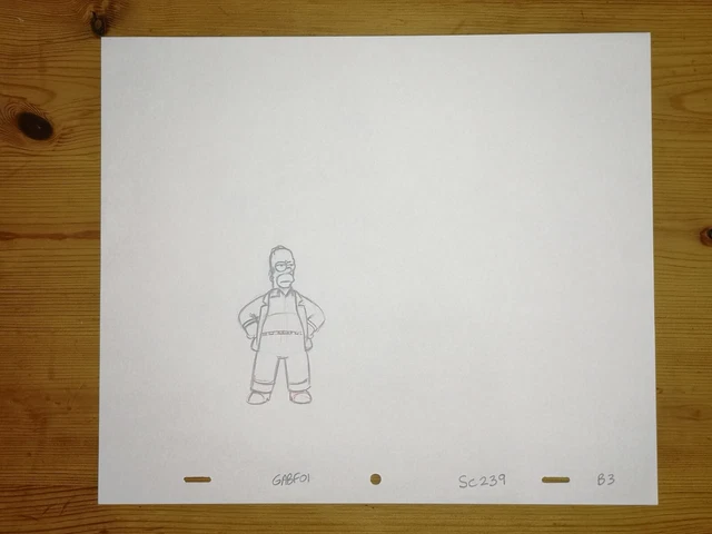 HOMER DRAWING CEL Art Production Animation Sketch The Simpsons Cartoon ...