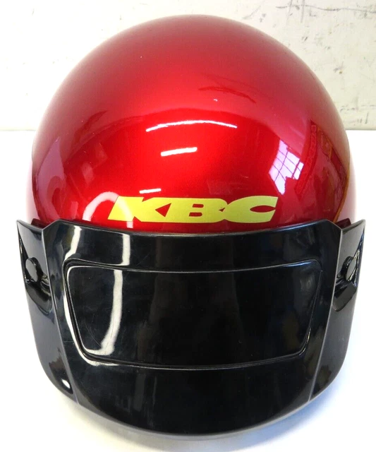 KBC MOTORCYCLE HALF Helmet Fiberglass Size M DOT Cert Red w/ Snap on ...