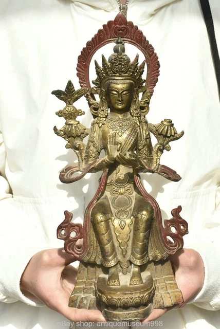 13.2 &VIEUX TEMPLE bouddhiste tibétain cuivre vue de la mère vidéo EUR 345,60 - PicClick FR