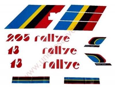 AUTOCOLLANTS STICKERS BANDES Pts Logos Peugeot 205 Rallye 1.3 Kit ...