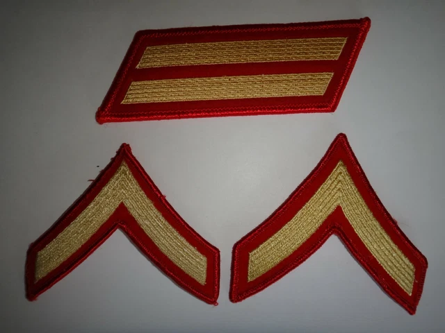 PAIRE DE USMC Privé First Class E-2 Chevrons + Marine 8-YEAR Service ...