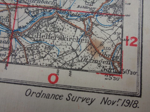 WW1 (NOVEMBER 1918) British map produced for the MILITARY OCCUPATION OF ...