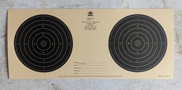 NSRA 50M RIFLE Targets x 50 (MM12C-18) £15.49 - PicClick UK