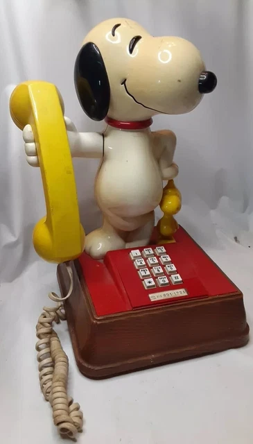 VINTAGE THE SNOOPY & Woodstock Phone 1976 Untested Push Dial Landline ...