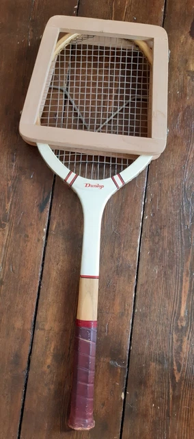 VINTAGE DUNLOP ALPHA wooden tennis racket and press £14.99 - PicClick UK