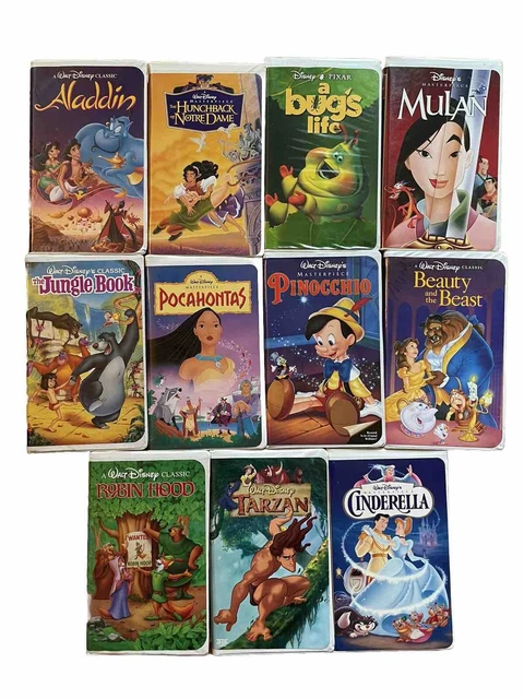 LOT OF 11 Classic Disney VHS Movies Clam Shell Case Cinderella, Tarzan ...