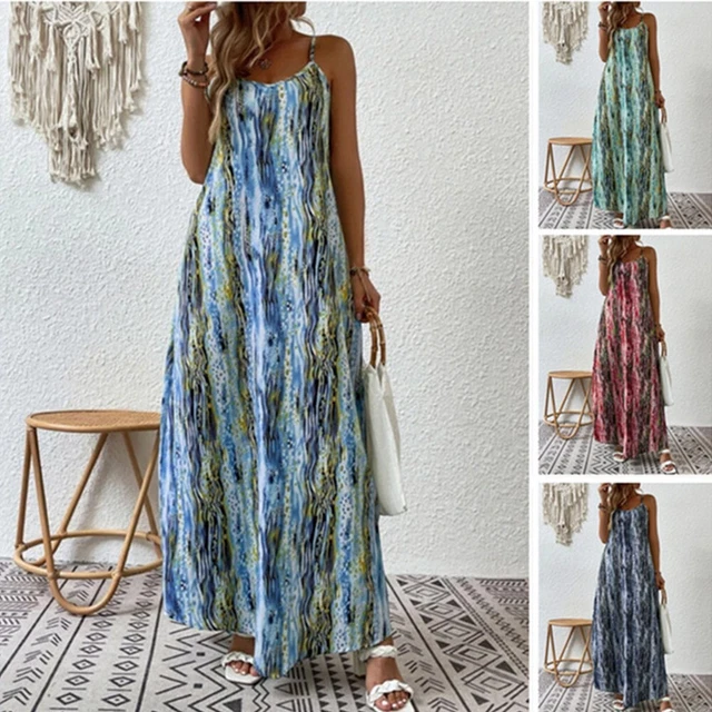 ROBE QUOTIDIENNE FEMME bodycon maxi robe sans manches sangle spaghetti ...