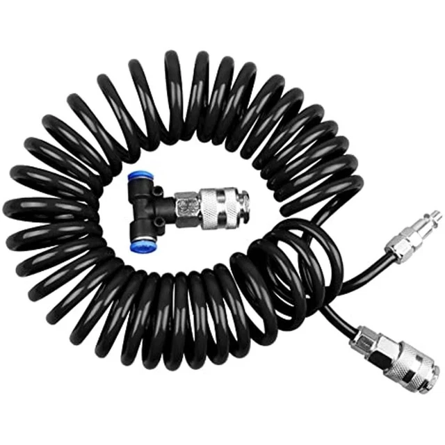 AIR BLOW GUN Kit with 16ft Long Pneumatic Pu Hose Air Duster Gun Quick ...