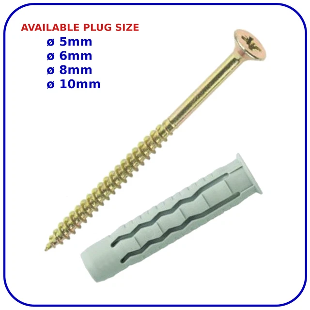 WALL PLUGS AND Screws Brick Stone Concrete Nylon Universal Plastic ...