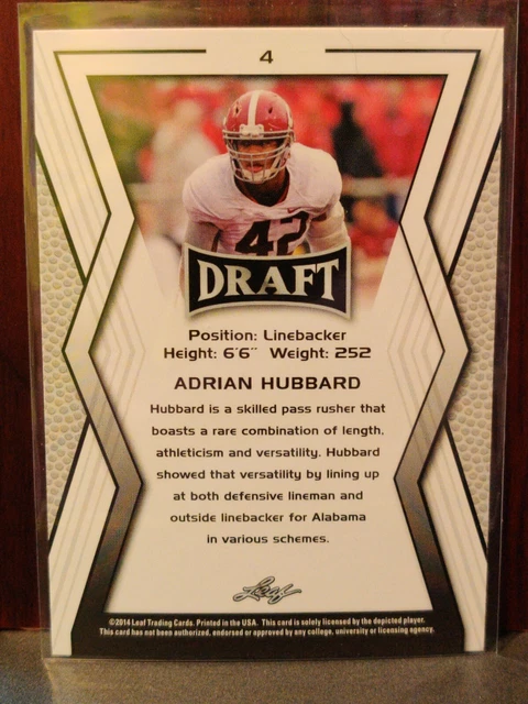 2014 LEAF DRAFT Adrian Hubbard #4 recrue RC Alabama Crimson Tide EUR 1 ...