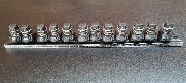 SNAP ON 12-PIECE 3/8" drive quick-release spring loaded socket rail £17 ...