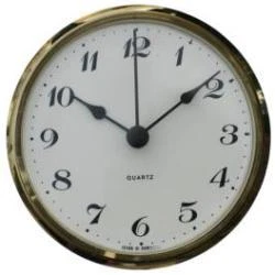 CARAVAN CLOCK MOTORHOME Clock 85mm brass bezel white Arabic dia, fits ...