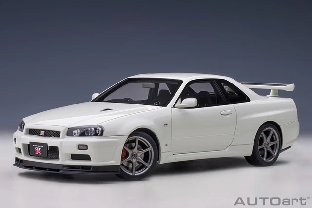 1:18 AUTOART NISSAN SKYLINE R34 GT-R GTR V-SPEC II 2 2001 PERLE BLANCHE 77406 EUR 180,15 ...
