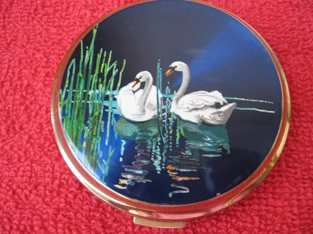 POUDRIER ANCIEN OISEAU Cygne STRATTON - Old Stratton Compact Powder ...