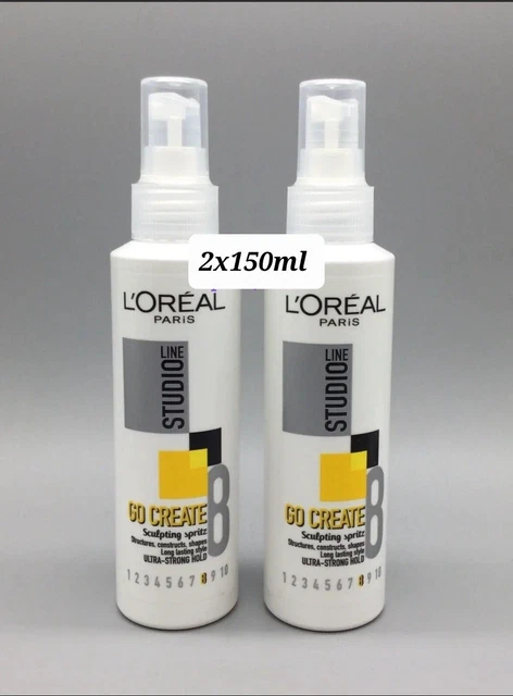 LOREAL PARIS STUDIO Line GO CREATE Sculpting Spritz Spray 150ml 2 PACK ...