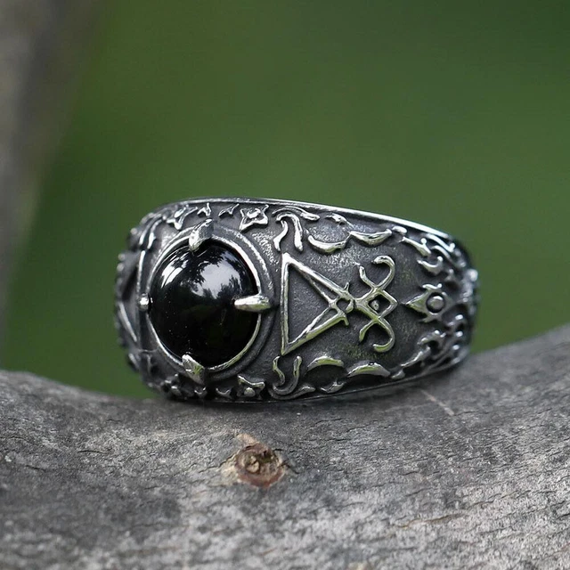 STAINLESS STEEL SIGIL of Lucifer Satanic Vampire Ring Dracula Gothic ...