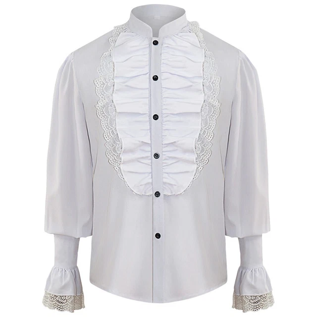 CAMICIA GOTICA UOMO Rinascimentale Steampunk Pirata Vampiro Camicetta Coloniale EUR 29,71 ...