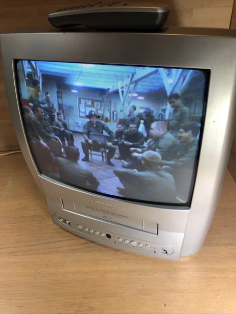 PHILIPS 14 INCH CRT TV Television VHS Combi Video Retro Gaming + Remote EUR 58,27 - PicClick FR