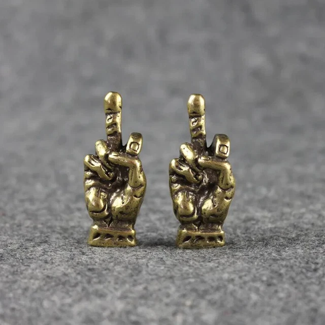 COPPER HAND WITH Erect Middle Finger Up Statue Brass Hand Miniature ...