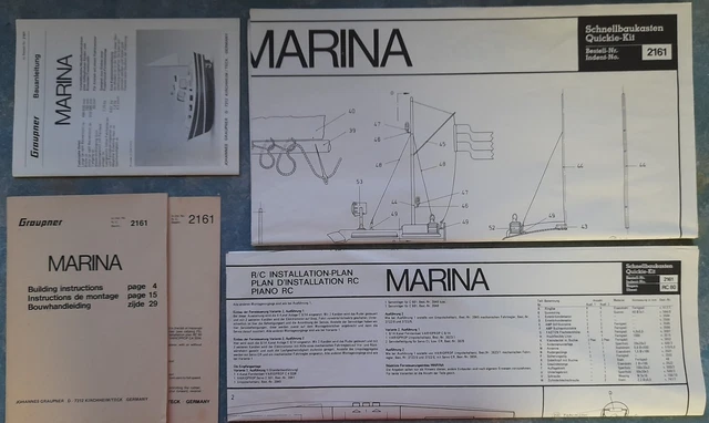 BAUPLANSATZ GRAUPNER MARINA Best.-Nr. 2161 Bauplan Bauanleitung EUR 15 ...