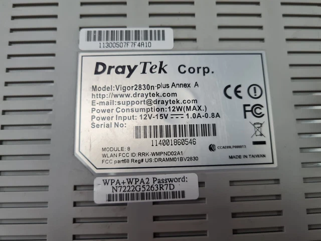 DRAYTEK VIGOR 2830N-PLUS. ADSL2+ Security Firewall Router With Antennas ...