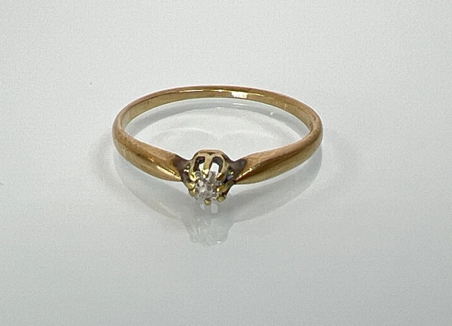 ANTIKER FEINER SOLITAIR Ring aus 585 Gelbgold mit einem Diamant Brillant Gr:56 EUR 86,00 ...