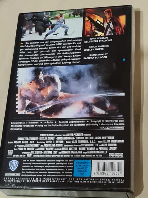 Vhs Video Demolition Man Vhs Warner Sylvester Stallone Wesley Snipes