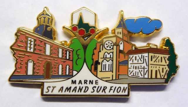 PIN'S PBVF , Plus beaux Villages de France , St Amand sur Fion , Marne ...