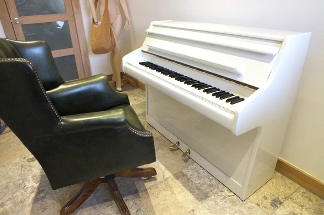 SMALL WHITE GLOSS Compact Upright Piano British Made Restored £1,595.00 ...