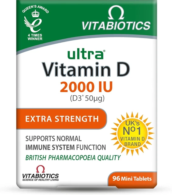 VITAMIN D 2000 IU Tablets by Vitabiotics Ultra 192 Count Pack of 2 for ...