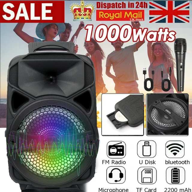 1000W BLUETOOTH WIRELESS Speaker Heavy Bass Powerful Loud Sound System Party RGB £29.99 ...