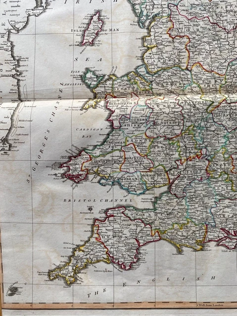 1805 ANTIQUE MAP; John Cary large map of England and Wales, Camden's ...
