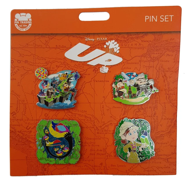 DISNEY STORE WORLD Parks Up Pixar 4 Pin Set Trading Badge Carl Ellie ...