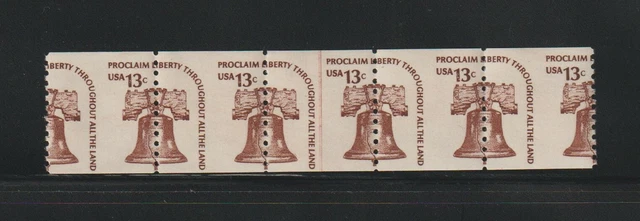 US EFO, ERROR Stamps: #1618 Bell. Dead center misperf coil line strip ...