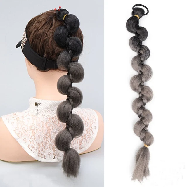 BRAIDING PONY TAIL Long Boxing Braids Rubber Band Hair Ring Twist Braid ...