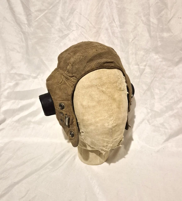 ORIGINAL WW2 RAF Royal Air Force Type E Aertex Tropical Flying Helmet ...