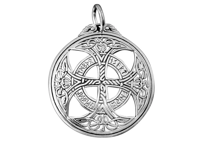 925 STERLING SILVER Celtic Knights Templar Iron Cross Norse Runes Runic ...