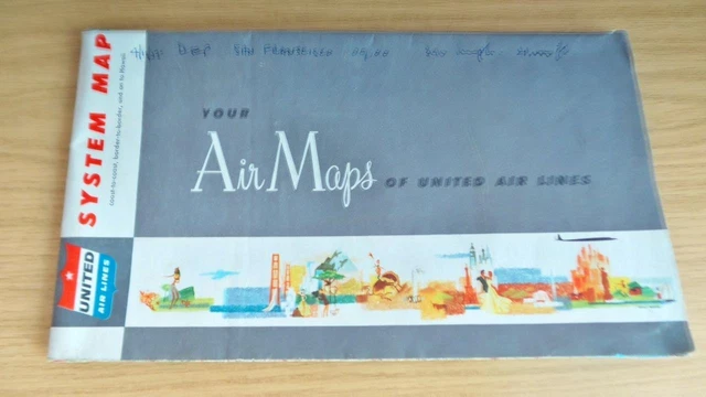 BH488: UNITED AIRLINES Air Maps - System Map 1955 £8.00 - PicClick UK