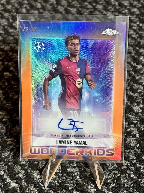 TOPPS CHROME UCC Lamine Yamal Auto /25 Orange Wonder Kids Fc Barcelona ...