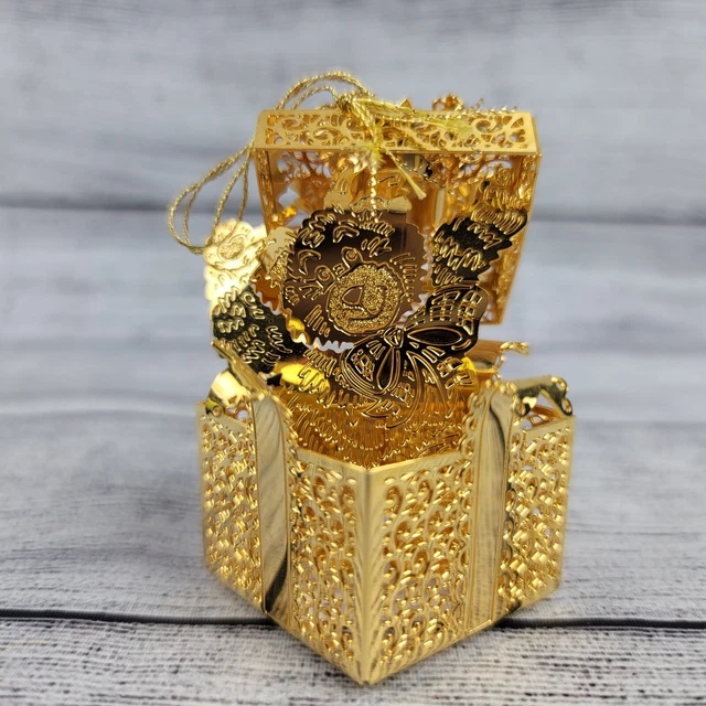 DANBURY MINT 2000/MILLENNIUM Gold Ornament - Teddy Bear Christmas Box ...