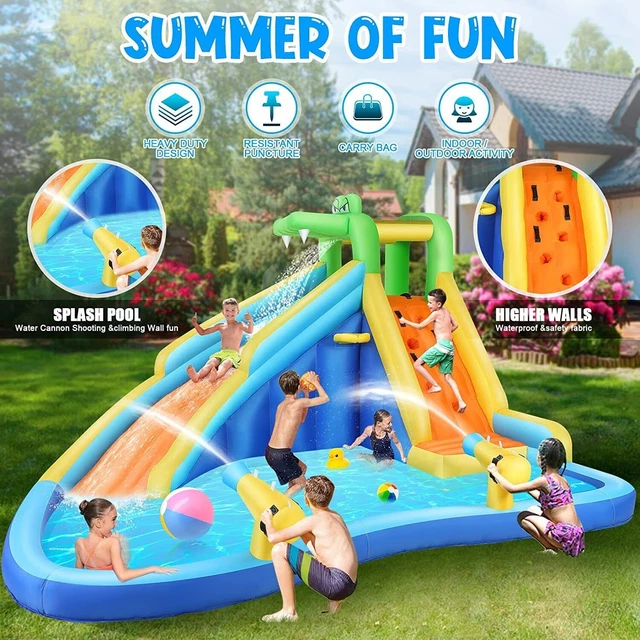INFLATABLE WATER SLIDE Bounce Park Splash Pool Climbing Wall Kids Gift ...