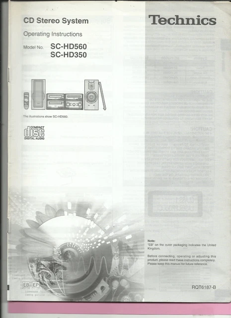 TECHNICS SC-HD560, SC-HD350 CD Stereo System Operating Instruction ...