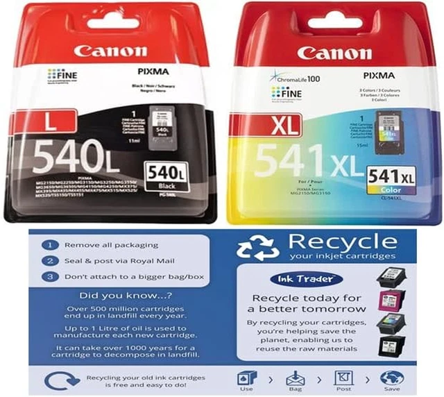 CANON PG-540 L & CL-541 XL Genuine Ink Cartridges for Pixma Printers ...