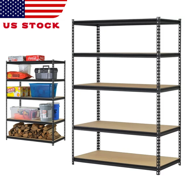5 SHELF HEAVY Duty Metal Muscle Rack Garage Shelving Storage 48"W X 18 ...
